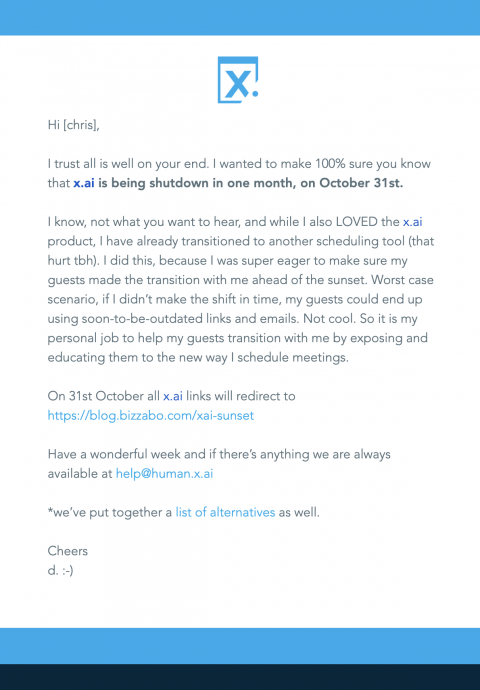 Sidekick Ai is replacing X.ai scheduling software